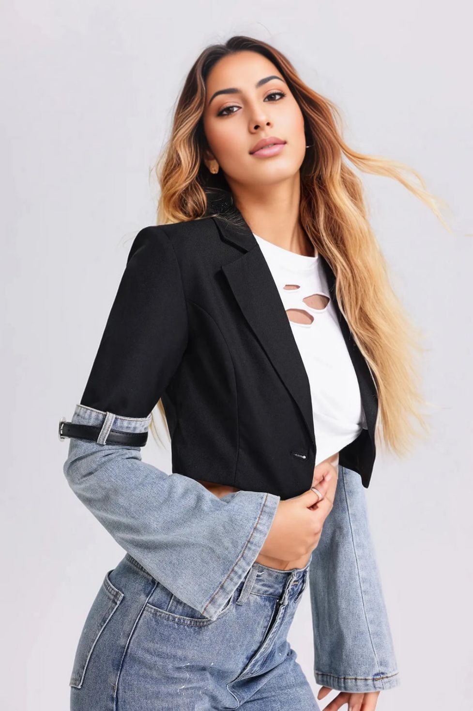 Porsha Patchwork Denim Blazer – Couture Denims